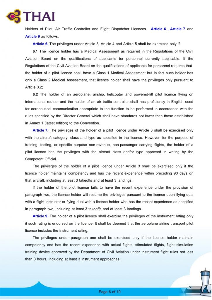 Student Pilot Thai Airway Qualification - Engineer Tutor