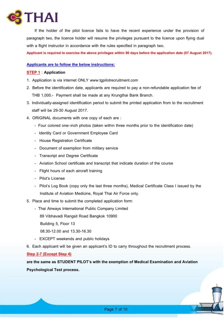 Student Pilot Thai Airway Qualification - Engineer Tutor